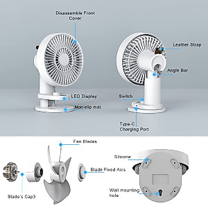 Portable Rechargeable Clip on Fan with Remote, Camping Fan Auto Oscillating Quiet USB Desk Fan 6 Inch Battery Operated Personal Fan Strong Airflow Ideal for Golf Cart Gym Camping Travel Home Office