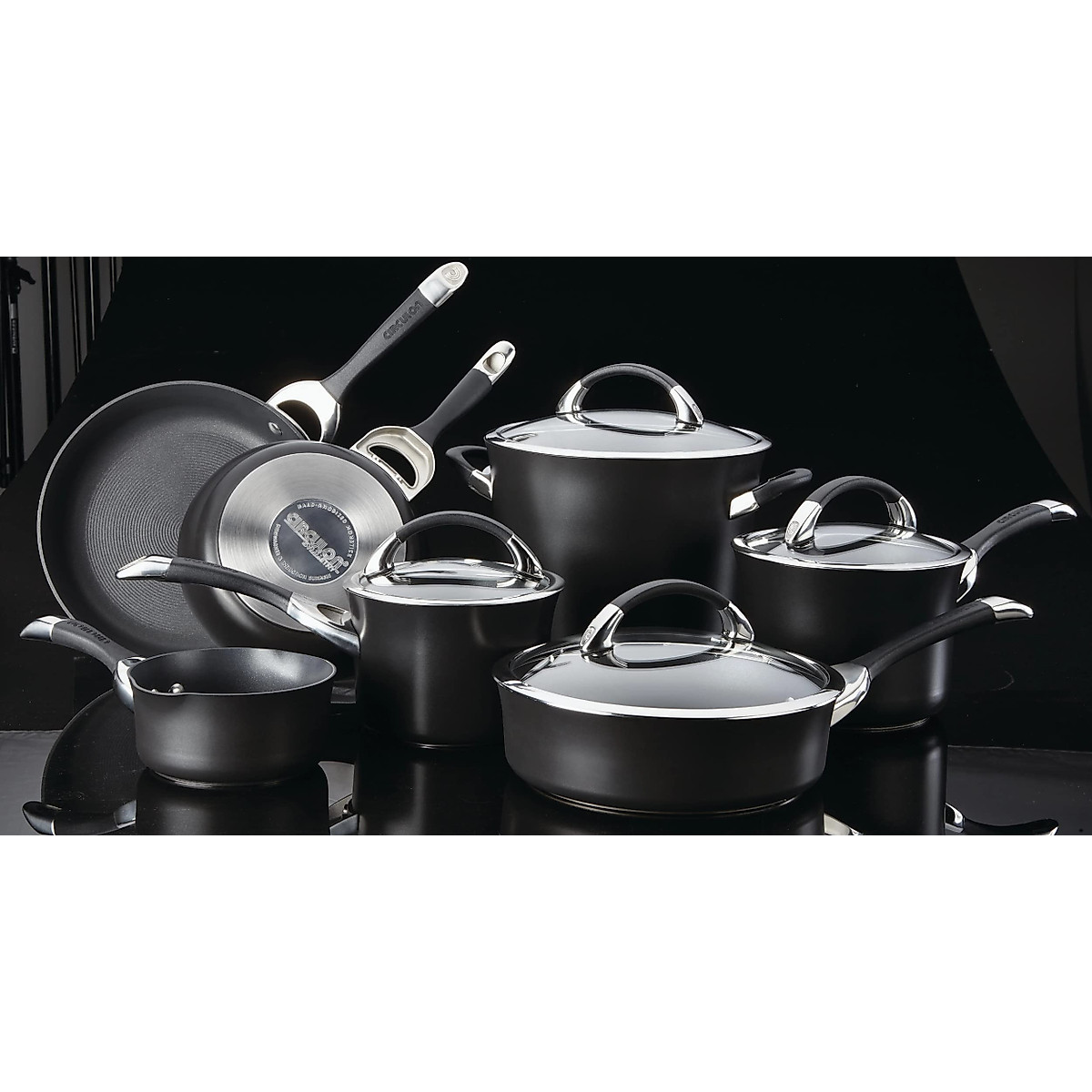 Circulon Symmetry Hard Anodized Nonstick Cookware Pots and Pans Set, 11-Piece, Black