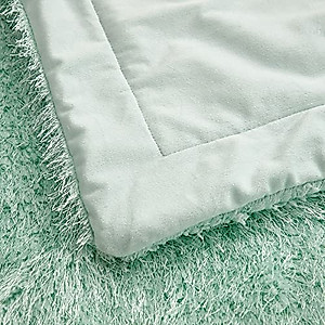 WERDIM Plush Faux Fur Throw Blanket Aqua - Luxury Soft Fluffy Fuzzy Sherpa Velvet Throw Blankets for Couch Sofa Bed, 50x70 inches