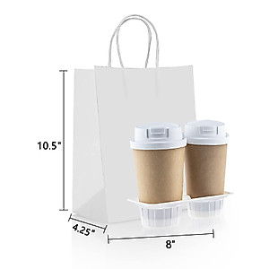 TOWRAP White Gift Bags 100Pcs 8x4.25x10.5 Inch Paper Bags with Handles Bulk,Party Bags, Shopping Bags,Retail Bags,Merchandise Bags,Favor Bags,Business Bags