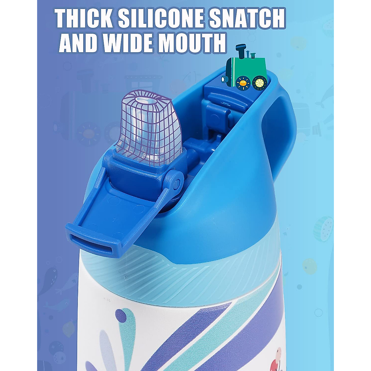 FEIJIAN Kids Insulated Water Bottle With Straw Lid 12oz, Leak-Proof BPA-FREE Metal Drink Flask, Double Wall Vacuum Stainless Steel Reusable Tumbler For Toddlers, Girls, Boys-Suitable For School