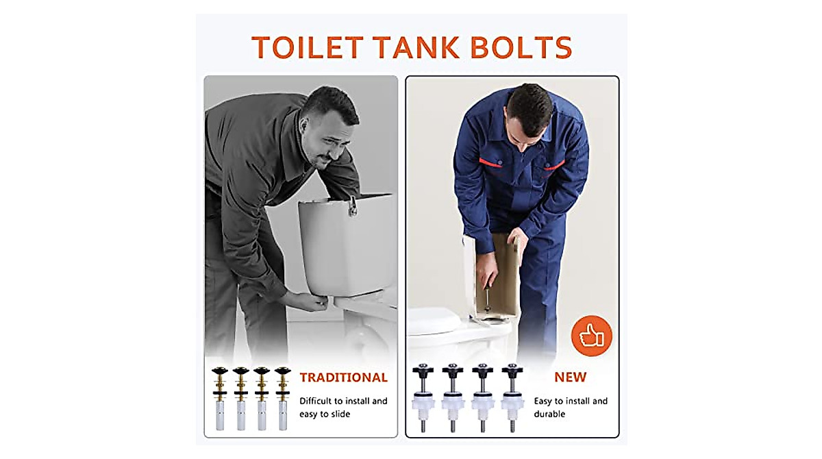 Durable Toilet Tank Replacement Kit - Bolts & Waterproof Washers
