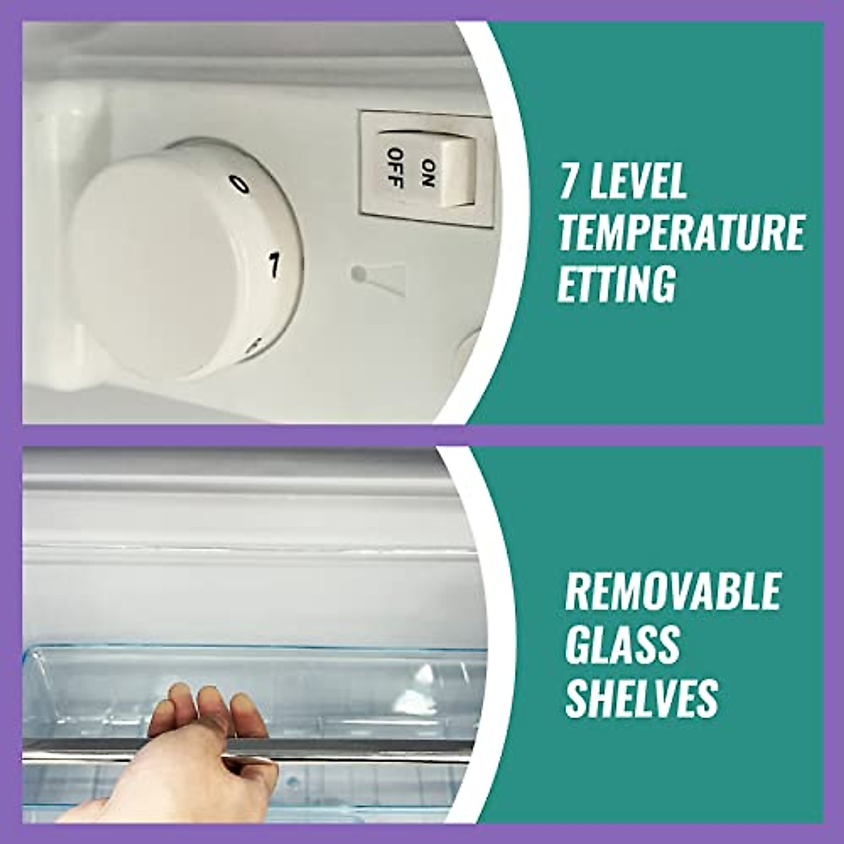 WANAI Compact Refrigerator 3.2 Cu.Ft Classic Retro Refrigerator 2 Door Mini Refrigerator Adjustable Remove Glass Shelves Refrigerator Suitable for Dorm Garage and Office