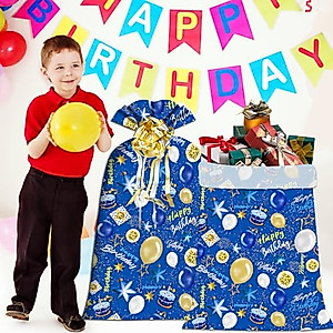 OILCUP 2 Pcs Large Gift Bags Oversized Plastic Storage Bags 48"x 36" with 2 Pcs Pull Flowers for Large Birthday Gift Wrapping, Kids Bike Gift Bags, Birthdays, Parties, New Parents Baby Showers