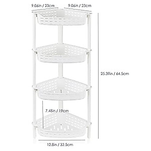 IYAR HOME 4 Tier Shower Caddy Organizer Shelf Corner Standing 12.80 x 9.06 x 25.39 Inches Shower Rack for Inside Shower & Kitchen Storage White