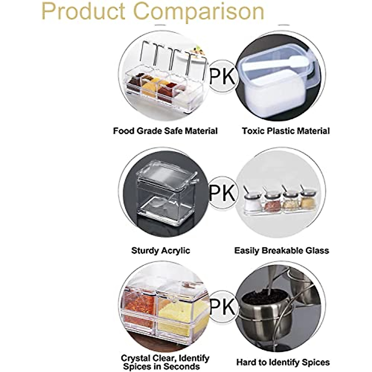 Dfacio Clear Seasoning Containers, Sugar Container Salt Box Condiment Containers with Spoons and Tray, Catering Supplies for Coffee Bar and Hot Cocoa Bar