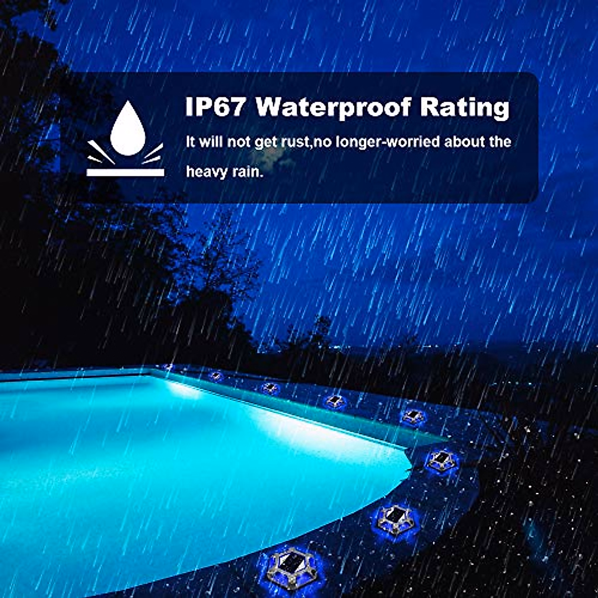 VOLISUN Solar Dock Lights Driveway Deck Lights, 12-Pack Waterproof 600mAh Outdoor LED Aluminum Dock Lighting Warning Step Lights for Driveway Sidewalk Garden Pathway Yard(Blue)