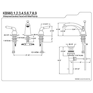Kingston Brass KB964 Magellan Widespread Bathroom Faucet, 8-Inch Adjustable Center, Polished Chrome/Polished Brass