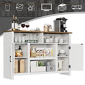 HOSTACK Barn Door TV Stand for TVs Up to 65", Modern Farmhouse Wood Entertainment Center, Media Console Table with Storage Cabinet & Adjustable Shelves, Buffet Sideboard for Dining Room, White