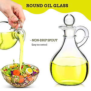 Zopeal 12 Pieces 12 oz Glass Oil and Vinegar Cruets with Stopper Bottle Dispenser Small Salad Dressing Container Round Jar Glass Serving Syrup Bottles with Handle for Sauce Water Olive Oil
