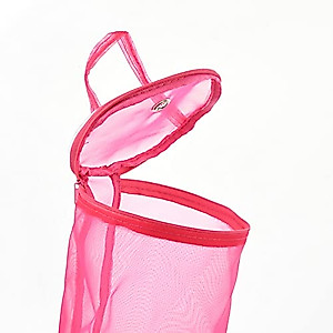 2 Pieces Empty Yarn Storage Bags, Mesh Holder Yarn Storage Organizer, Mini Yarns Drum Knitting Bag for Carry Crochet Hooks Sewing Accessories Storage Tote Bag (Hot Pink)