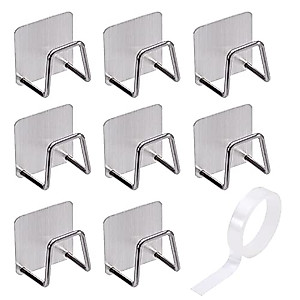 8 Pack Sponge Holder for Kitchen Sink Caddy with 1 Roll Double-sided tape Stainless Steel Strong Adhesion Strength Not Easy Shedding Rust Proof Waterproof Kitchen Sink Sponge Holder