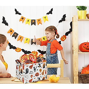 HIYAGON Halloween Basket Trick or Treat Halloween Basket for Boys and Girls Pumpkin Basket for Halloween Parties Cute Storage Bin Organizer Box Rectangular Room Decor(Halloween Basket)