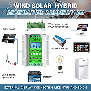 iSunergy 1000W Wind Solar Hybrid Charge Controller 12V/24V MPPT Boost Charge Regulator with LCD Display and Free Dump Load Accurate (600W Wind + 400W Solar)