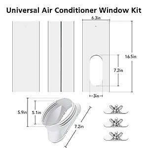 AGPTEK Window Seal for Air Conditioner with 2 in 1 Coupler, Upgraded Portable AC Replacement Sliding Window Kit, Adjustable Length Panels for Air Conditioner Exhaust Vent Hose of 5.1"/5.9" Diameter