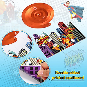 54 Pieces Hero Themed Party Decorations, Fun Hero Theme Party Sign Cutouts cirty theme Ceiling Hanging Swirls Streamers for Kids Adults Hero Birthday Celebrating Party Baby Shower Supplies