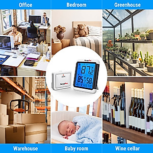 TempPro B65S Indoor Outdoor Thermometer Wireless Digital Hygrometer Temperature Sensor Humidity Gauge Monitor with Large Backlight Touchscreen for Home Thermometer