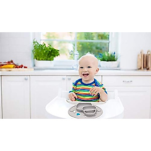 Silicone Divided Toddler Plates - Portable Non Slip Suction Plates Placemat for Children Babies and Kids BPA Free Baby Dinner Plate Bowl