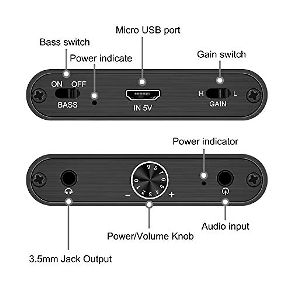LVY Headphone AmplifierAudio Volume Adjustment Amp, 3.5mm Audio Headphone Amplifier Compatible Laptop/MP3/MP4/Phones/Computer and Various (AA015 Headphone Amplifier)