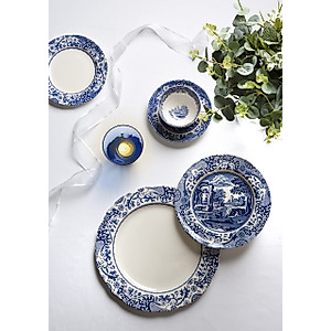 Spode Blue Italian Brocato 12 Piece Dinnerware Set | Service for 4 | Dinner Plate, Salad Plate, and Mug | Made of Fine Earthenware | Microwave and Dishwasher Safe