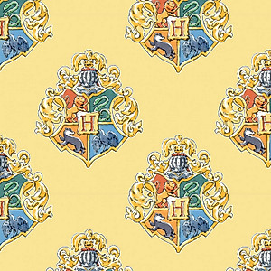 Harry Potter Wizarding World Watercolor Crest Yellow Premium Quality 100% Cotton Fabric by The Yard.