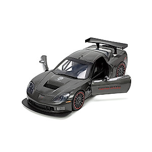 Big Time Muscle 1:24 2005 Chevy Corvette C6R Die-cast Car Charcoal Grey, Toys for Kids and Adults
