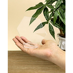 QWORK Clear Acrylic Hexagonal Place Cards, 25 Pack Acrylic Tabletop Sign & Holder, DIY Table Name Cards Plates for Wedding Reception Event Party Centerpiece Table Decorations