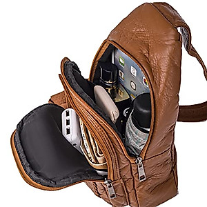 IAGOM Small Leather Sling Bag, Shoulder Sling Bag, Crossbody Sling Backpack for Women Purse