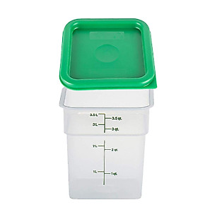 Cambro 4SFSPP190 4 Qt. Translucent Container with SFC2452 Kelly Green Lid, 4Quart