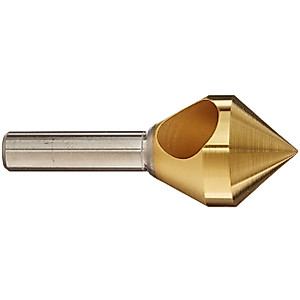 KEO 53515 Cobalt Steel Single-End Countersink, TiN Coated, 82 Degree Point Angle, Round Shank, 3/8" Shank Diameter, 1" Body Diameter