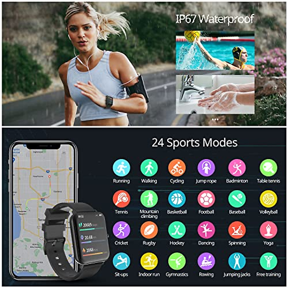 FACOI Smart Watch for Mens Women - Android Smart Watch for Android Phones iPhone Compatible with Call Receive/Dial, Activity Tracker with Waterproof Heart Rate Sleep Monitor Pedometer