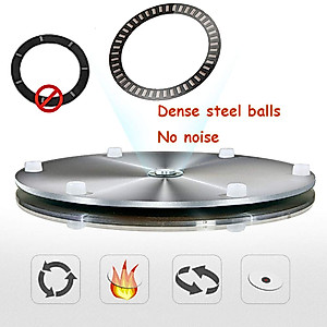 Kitchen Lazy Susan Turntable with Aluminum Base , Round Table Service Tray, Heavy Duty Non-Skid, Large Glass Turntable，Thick: 10mm