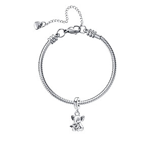 MZC Jewelry Elephant Charm for Pandora Bracelets Mother Daughter Bead for Women