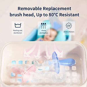 Little Meerkat 2Pcs U Shaped Toothbrush Kids, Toddler Toothbrush with 4 Brush Head, 360° Toothbrush Kids to with kid Age 7-12, L