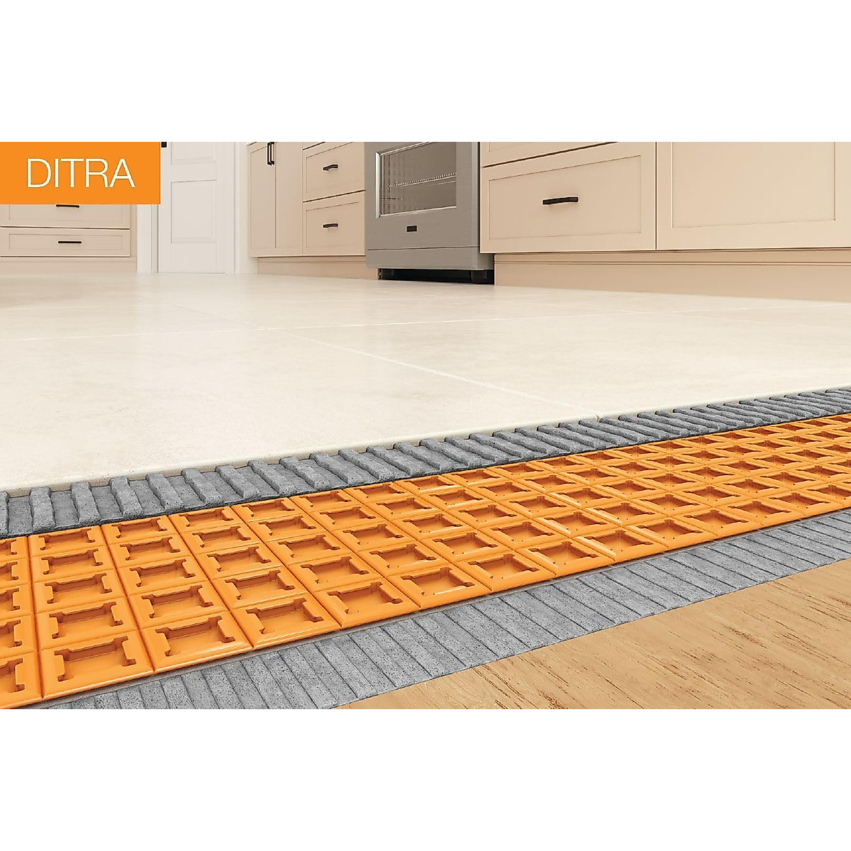 Schluter Ditra Uncoupling and Waterproofing Membrane for Ceramic and Stone Tile Application - Quick Installation, Made of Polyethylene, 1/8-Inch Thickness, 54 Square Feet - DITRA5M
