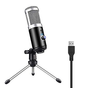 Tmtop Computer USB Microphone Laptop Condenser Recording External Microphone for Podcasting Video Chat Streaming Broadcast