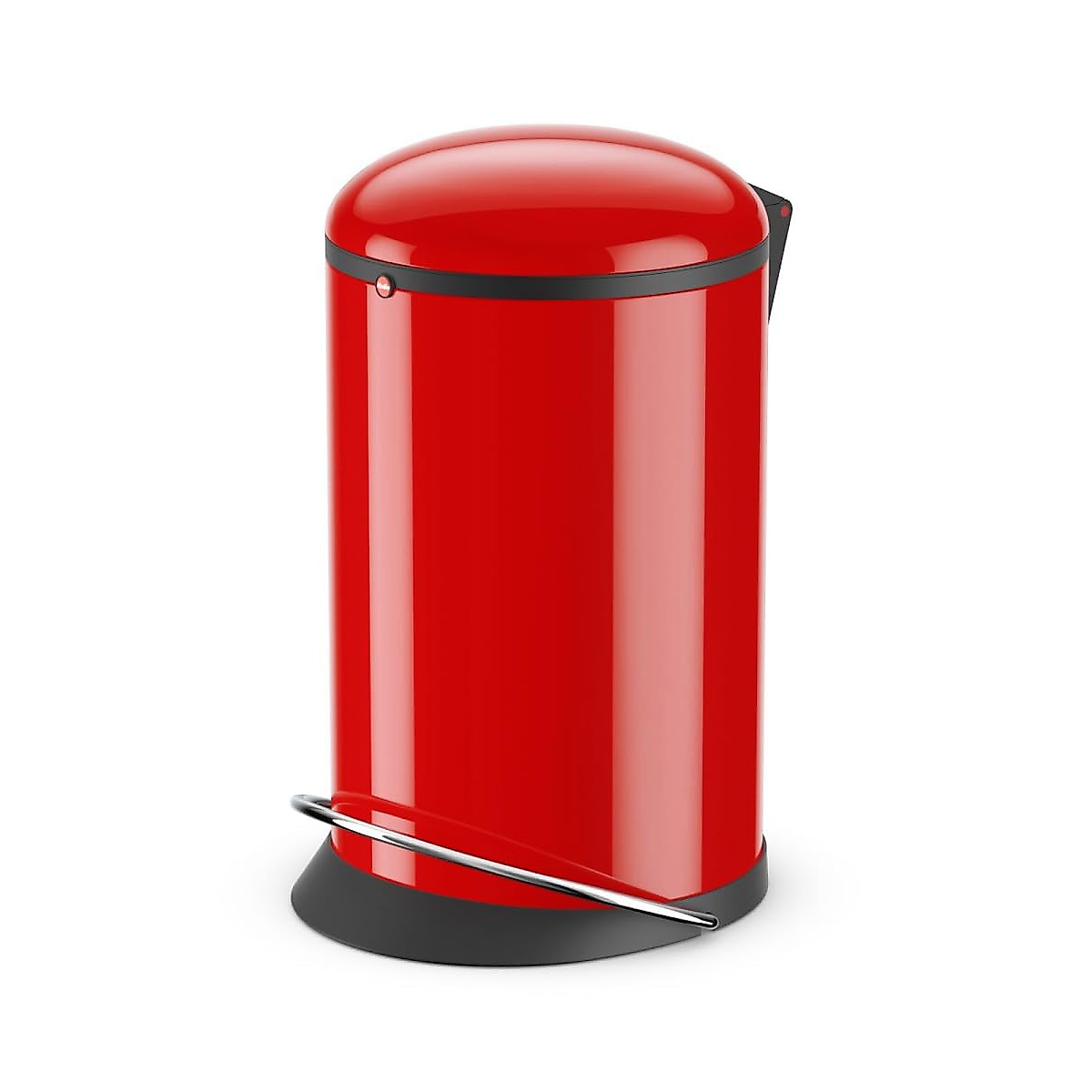 Hailo Harmony M waste bin | 12 L / 3.2 gal | Cushioned lid-closing mechanism (soft-close) | Steel sheet | Wide metal foot rail | Bin liner clamping ring | Carrying handle | Made in Germany | Red