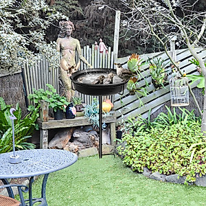 AUHOKY Freestanding Birdbaths Bowl for Outdoor, Lightweight Detachable Outdoor Bird Bath with Sturdy Metal Stake, Adjustable Birdfeeder for Garden Patio Yard Lawn Decoration (Black)