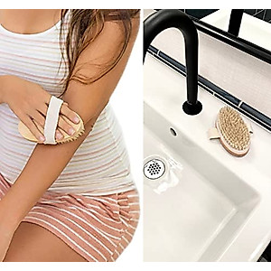 4PCS Wet and Dry Body Brush Set of 2 Dual-Sided Long Handle Shower Brush Set of 2 Short Bristles Dry Brush for Cellulite and Lymphatic Drainage Massage