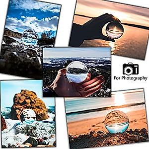 Omylens Lens Ball (80mm), K9 Crystal Ball with Stand and Silk Bag, for Lensball Photography Accessories and Props, Heal Magic Ball and Decorative(8cm/3.15″ Set Clear Crystal Ball)