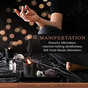 Deep Eden Scented Candle, Wood Wick, 7.4 Oz, Black - Luxurious, Powerful Manifestation Candle - Hand Poured Crystal Candle with Natural Soy, Coconut and Beeswax - Essential Oils and Exotic Fragrance