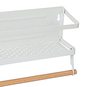 Household Essentials Metal Magnetic Spice Rack with Paper Towel Holder, White