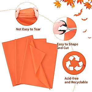 Simetufy Orange Tissue Paper for Gift Bags, 125 Sheets 14 x 20 Inches Orange Wrapping Paper for Packaging, Tissue Paper Bulk for Fall, Halloween, Thanksgiving, Birthday, Holiday Decor and DIY Crafts
