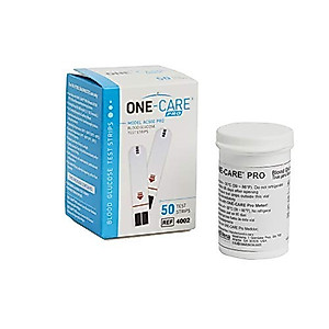 MediVena ONE-Care Glucose Test Strips for use with ONE-Care Meter, Blood Sugar, Diabetes, Glucose Monitoring, Glucometer Testing, Easy at Home Care Products, Fast & Acurate Results (50 Count/Box)