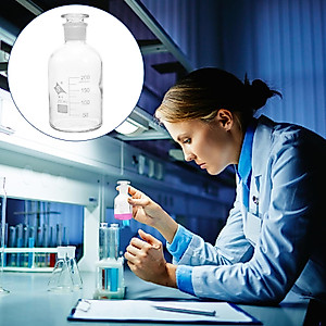 iplusmile Labs Reagent Bottle, 250 mL Soda Glass, Wide Neck with Stopper, Chemistry Sample Glass Bottle with Glass Stopper for Reagent