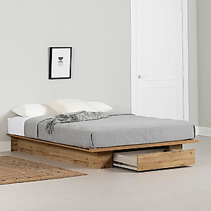 South Shore Musano Platform Bed with Drawer, Full/Queen, Nordik Oak