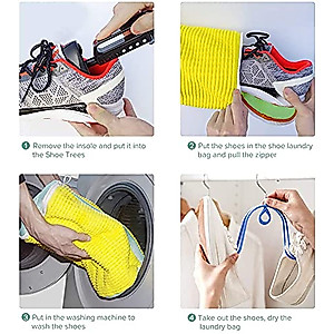 Teletrogy Shoes Laundry Bag Keep Shoes Clean, Shoe Wash Bag for Washing Machine, Reusable and Durable Zipper Shoe Washing Bag, Sneaker Tennis Shoe Cleaner Kit Include Pair of Adjustable Shoe Trees