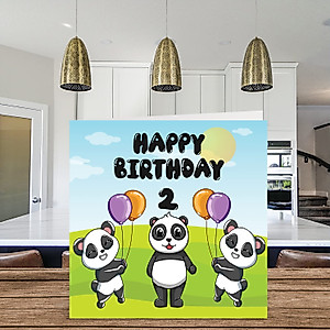 2nd Birthday Card Unisex - Panda Party - Happy Birthday Card 2 Year Old, 5.7 x 5.7 Inch Cute Greeting Card for Son Daughter Brother Sister Grandson Granddaughter Niece Nephew Cousin