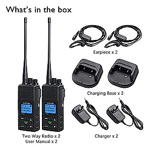 Long Range Radio Walkie Talkies for Adults, SAMCOM FPCN30A Two Way Radio Rechargeable, 5 Watt High Power 2-Way Radio, Programmable UHF Radios with Earpiece (Black 2 Pcs)