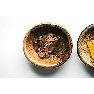 Colias Wing 3.5" Retro Style Black/Brown Stylish Design Multipurpose Porcelain Side Dish Bowl Seasoning Dishes Soy Dipping Sauce Dishes-Set of 5